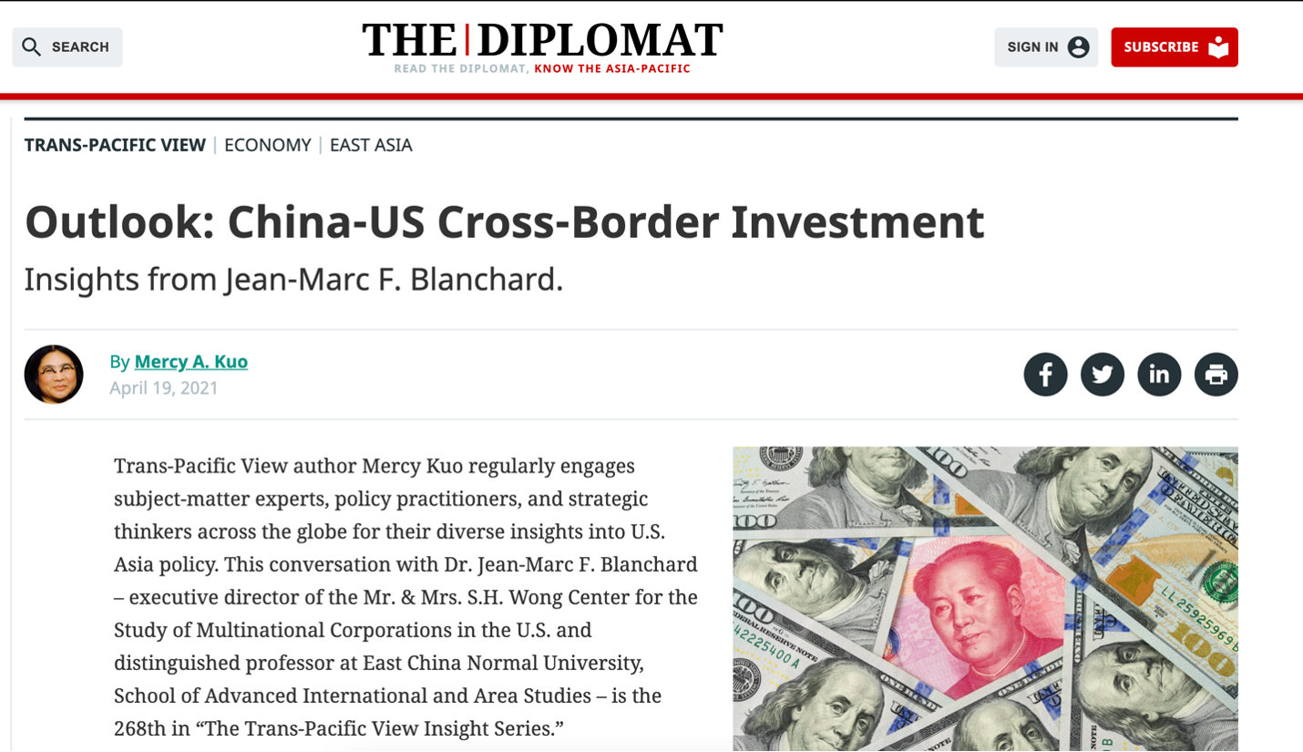 "Executive Director Jean-Marc F. Blanchard interviewed for The Diplomat ...